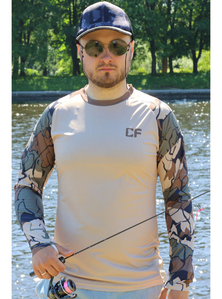 Лонгслив для рыбалки и охоты CF Company, размер 58, 60 (4XL), Лето, цвет коричневый - купить по ...