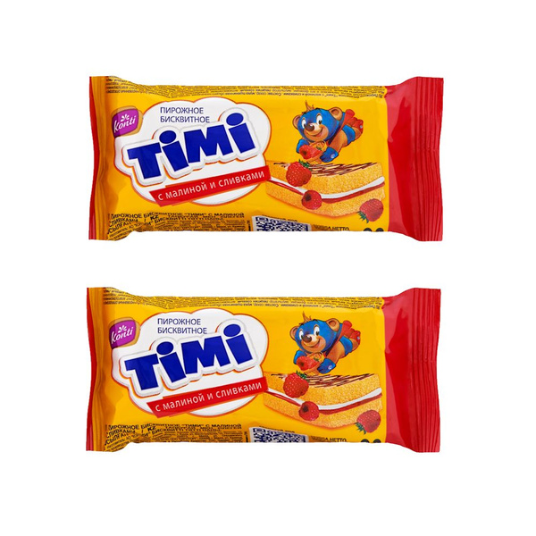 Пирожное бисквитное "Тими" (TIMI) малиновое 2 шт по 300г - купить с ...