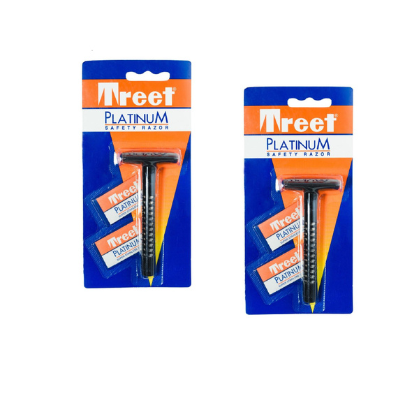 Treet Safety Razor Platinum набор-Т-образная бритва+2 лезвия, 2 уп ...