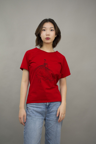 Футболка SVETLANA BATARON, размер 48, цвет красный, 100% cotton ...