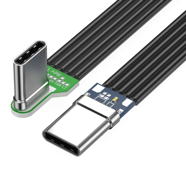 Гибкий плоский силиконовый кабель USB Type-C - 0.5м угловой разъем ...