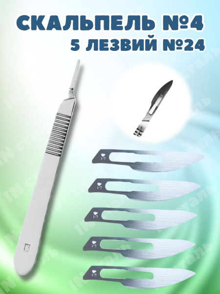IN сталь Скальпель медицинский, 24мм, 6шт - купить с доставкой по ...