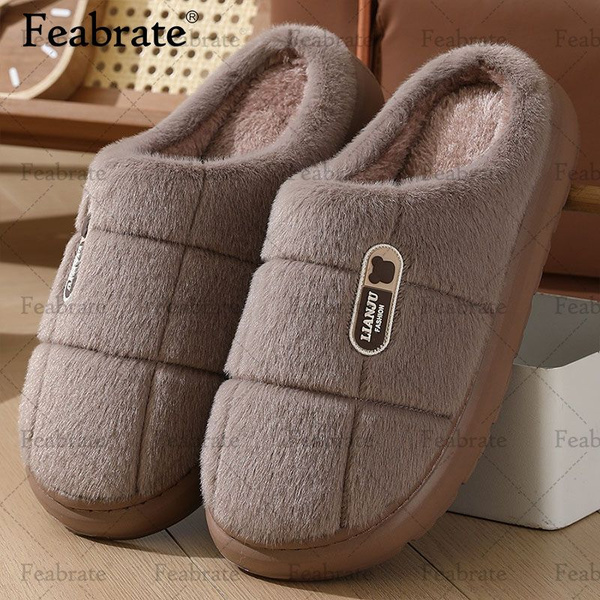 Тапочки Мужской Feabrate, размер 46 коричневый Большемерит, Рифлёная подошва Платформа Без ...