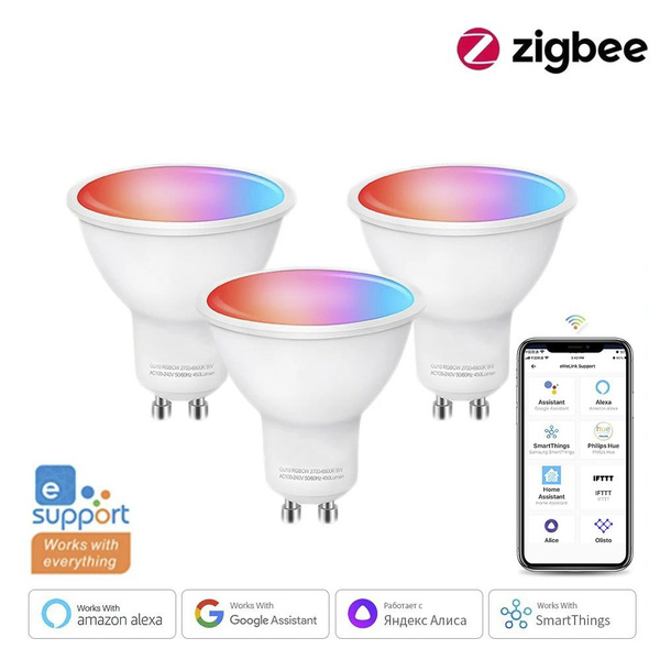 Умная лампочка Ewelink Zigbee GU10 RGB, RGB свет, 5 Вт, Светодиодная, 3 ...