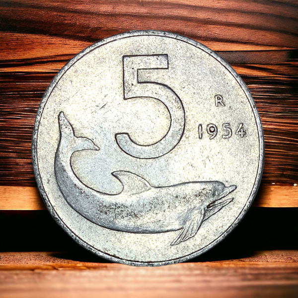 Монета Италия 5 лир 1954-1975 года. Дельфин - купить в интернет-магазине OZON с быстрой ...