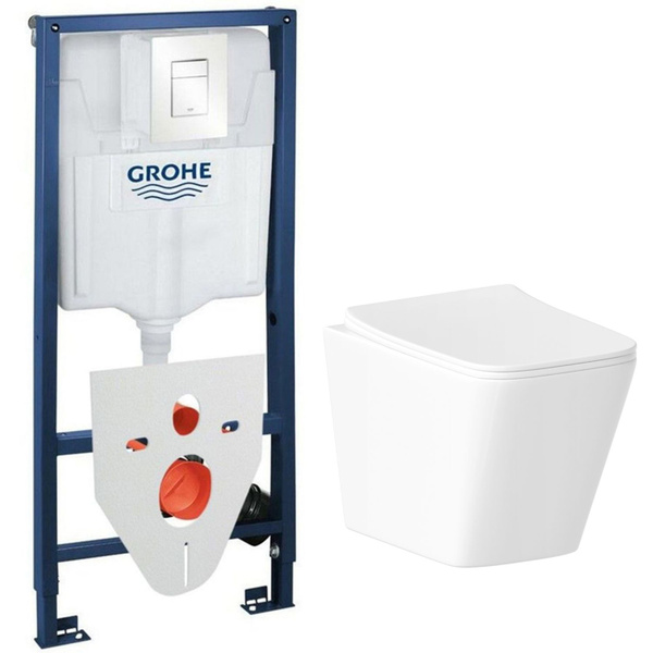 Инсталляция с унитазом комплект: унитаз подвесной Helmken 35490301, безободковый, сиденье с ...