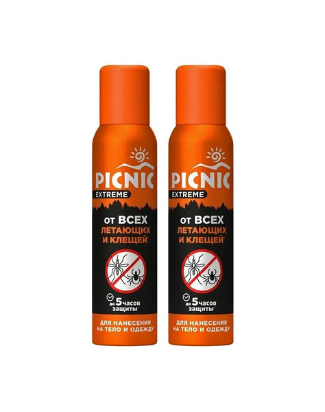 Аэрозоль Picnic EXTREME от всех летающих и клещей, 2 шт по 150 мл ...