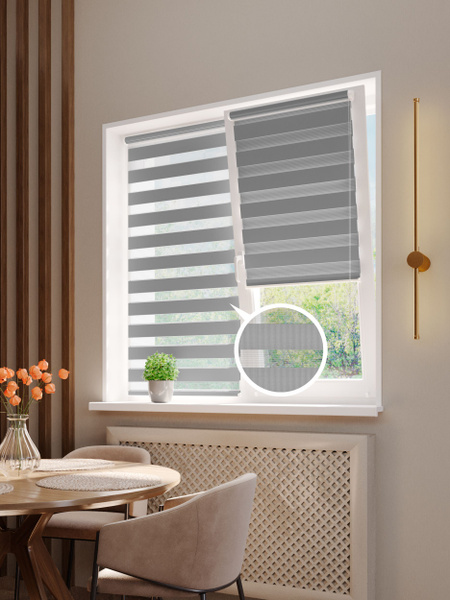 Рулонные шторы Фабрика Жалюзи Зебра Эко ТСерКорСвКор , размер 58х140 см ...