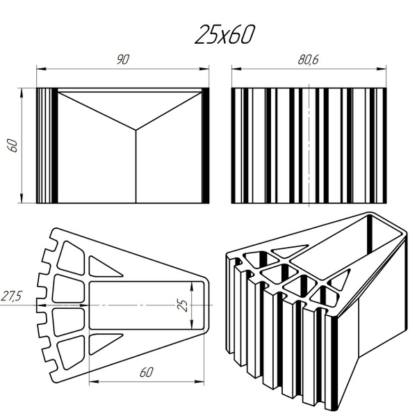 Полиуретановые ножки для алюминиевой лестницы 25x60 2шт - купить с ...