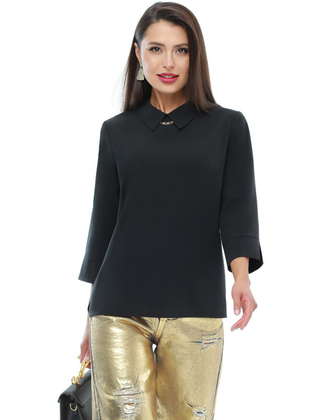 Блузка Женский DStrend черный Полиэстер, размер 46 Россия купить c доставкой на OZON по низкой ...