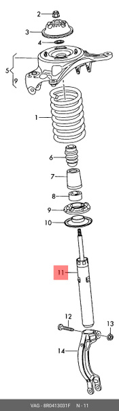 Амортизатор подвески перед прав лев VAG 8R0413031F купить c доставкой ...