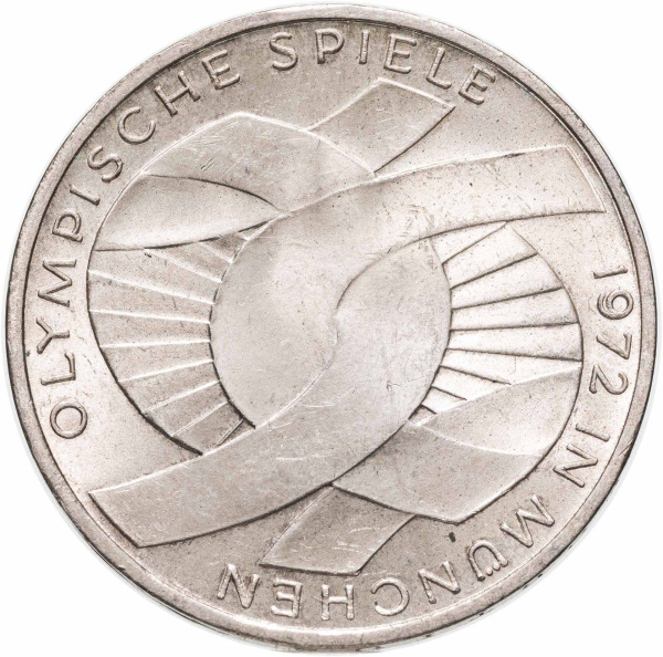 Германия 10 марок mark 1972 "XX летние Олимпийские Игры, Мюнхен 1972 - Узел", Серебро 625, в ...