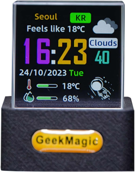 Умная метеостанция с цифровыми часами GeekMagic HelloCubic-Lite, 3D-дисплей, гибкий дисплей с ...