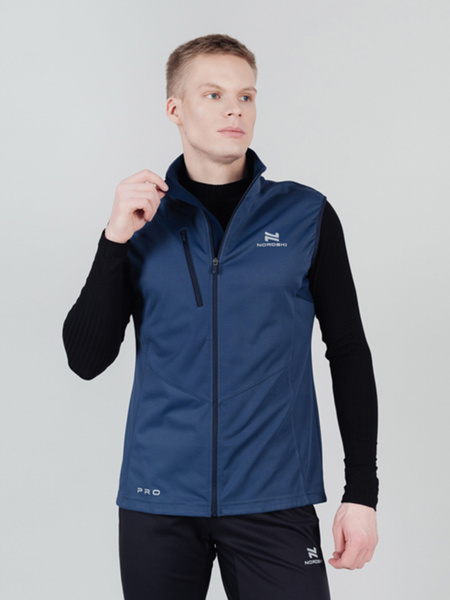 Жилет Мужской NORDSKI темно-голубой, голубой Полиэстер, Softshell, размер 44 Карманы ...