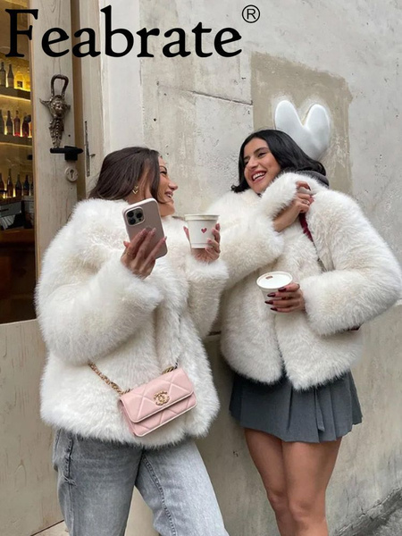 Шуба искусственная Feabrate, Зима, размер 44, цвет белый, Breathable - купить по выгодной цене в ...