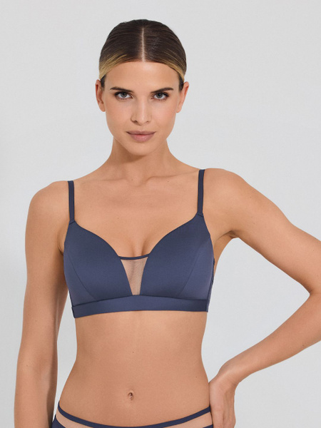 Бюстгальтер Женский Palmetta без косточек, формованная чашка, размер 75B синий Полиэстер ...