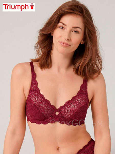 Бюстгальтер Женский TRIUMPH на косточках, с мягкой чашкой, размер 75C бордовый Текстиль ...