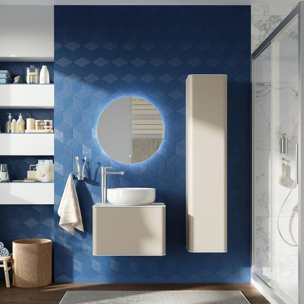 Комплект Мебель для ванной STWORKI Ноттвиль 60 бежевый шелк со смесителем купить на OZON по ...