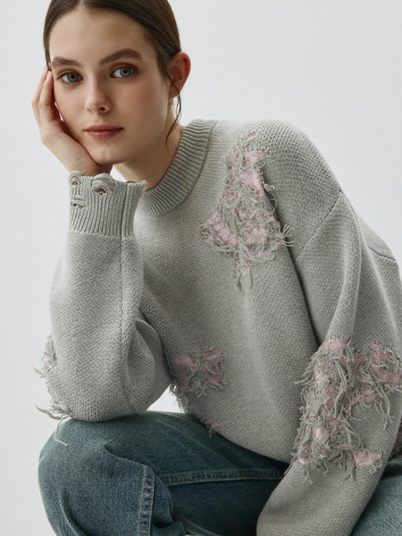 Джемпер Женский SELA светло-серый меланж, размер 48 свободный Китай купить c доставкой на OZON ...