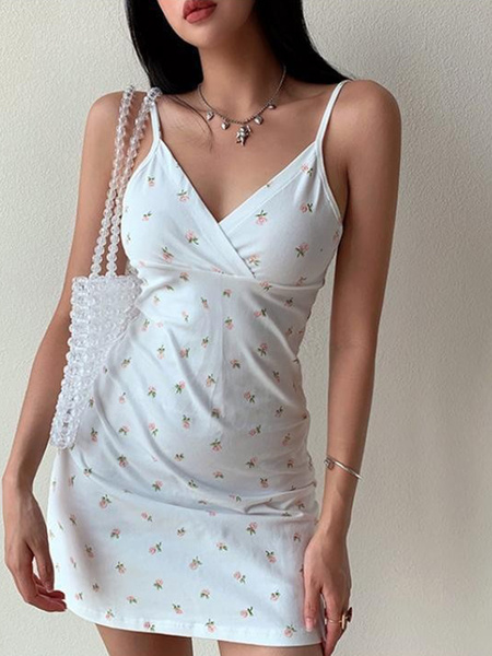 Платье Женский phumee белый Пляжный Бретельки Полиэстер, Спандекс Открытая спина, размер 44 ...