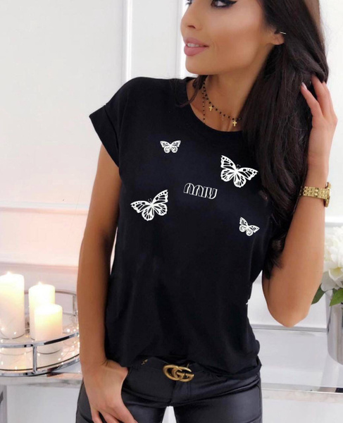 Футболка Женский KK Fashion черный меланж Короткий, размер 46 Хлопок ...