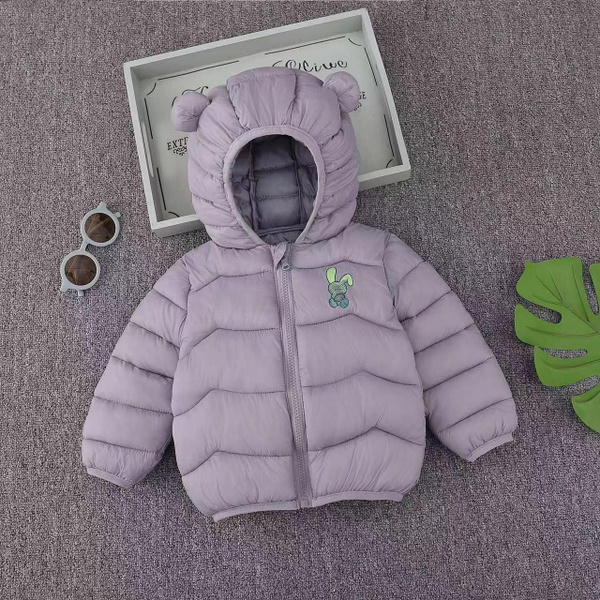 Куртка Мальчики, Девочки THANHDAT пастельно-сиреневый Полиэстер, размер 92, 98 Длинный Демисезон ...