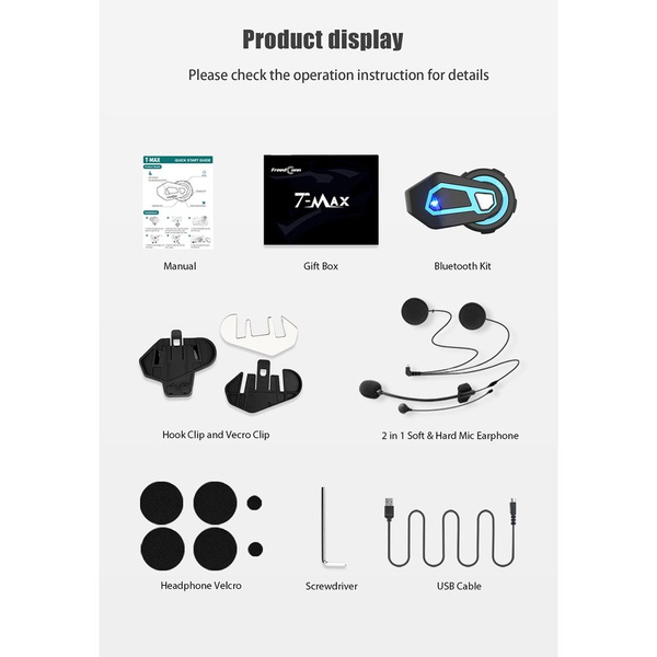 Беспроводные наушники FreedConn T Max Pro 6 Riders Мотоцикл купить на ...