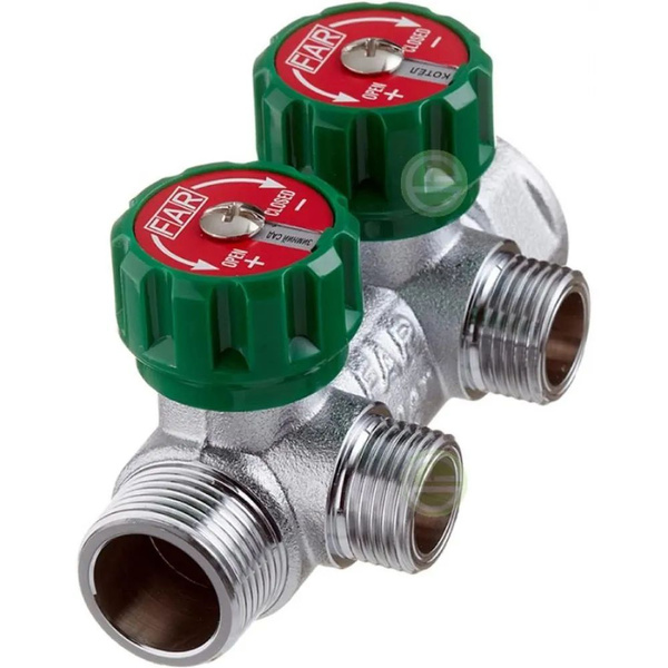 Коллектор FAR 3/4" x 1/2" х 2 выхода плоский под прокладку (FK 3821 ...