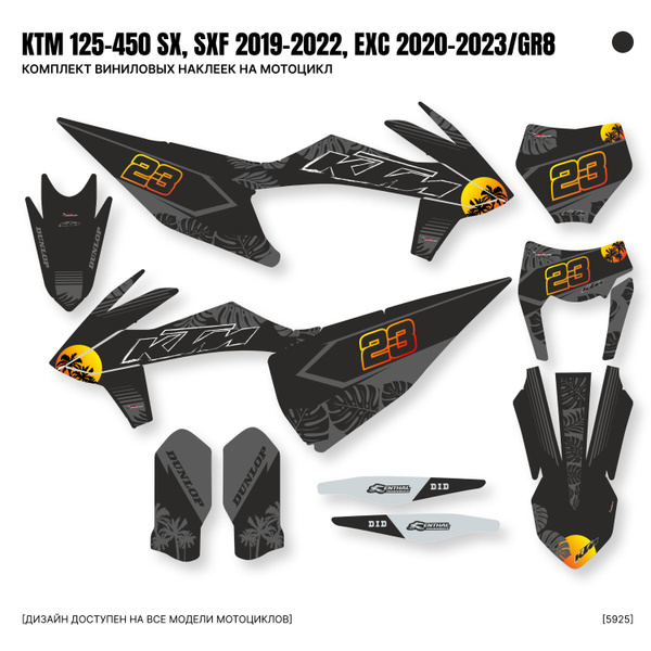 Наклейки на мотоцикл KTM 125-450 2020-2022/GR8 2020, MOTOLAND X3 LUX, AVANTIS ENDURO EC250 BRZ ...