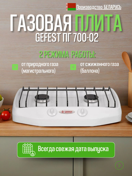 Gefest Газовая настольная плита ПГ 700-03, белый купить на OZON по низкой цене (1871571828)