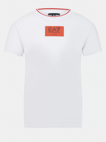 Футболка Женский EA7 белый иней Короткий, размер 40, 42 Хлопок Повседневный Турция купить c ...