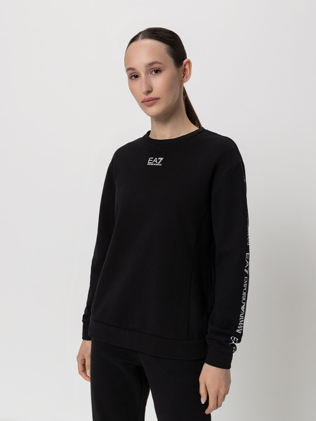 Свитшот Женский EA7 черный Хлопок, Эластан, размер 46, 48 Логотип Турция купить c доставкой на ...