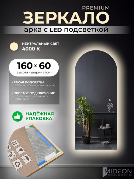 Зеркало интерьерное Mideon, 160 см х 60 см, 1 шт купить c доставкой на ...