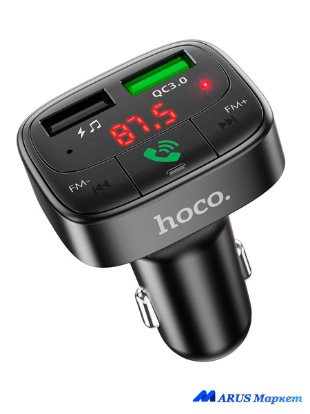 Автомобильный FM Bluetooth трансмиттер HOCO E59 с быстрой зарядкой QC3.0 выход USB 18W + USB 5V ...