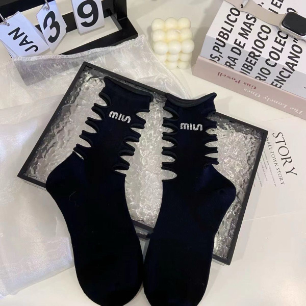 Чулки Женский Miu Miu размер универсальный черный Хлопок Капрон Домашний На любой сезон