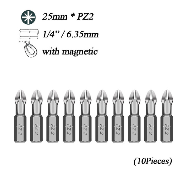 Набор бит 10Pcs/Lot 25мм CR-V PZ/PH Pozidrive Phillips с гекс штифтом ...