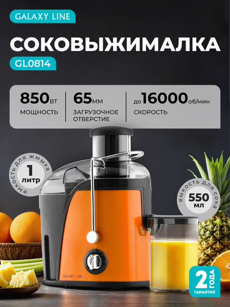 Соковыжималка электрическая для овощей и фруктов центробежная GALAXY LINE GL0814, 850 Вт 16000 ...