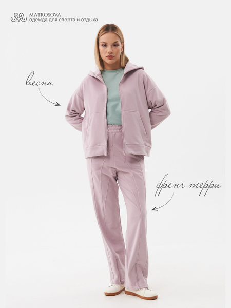 Костюм спортивный Женский MATROSOVA Спортивный двойка розовый дым, розовый, размер 44, 46 Футер ...