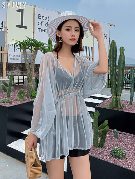 Купальник раздельный Женский SYJWY серый, размер 44 Плавание Китай Люверсы Другое Другое ...