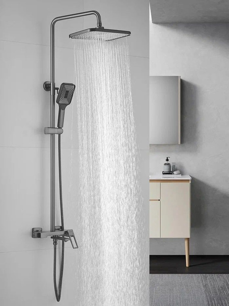 Душевая система с тропическим душем Shevanik S6836T, оружейная сталь купить на OZON по низкой ...