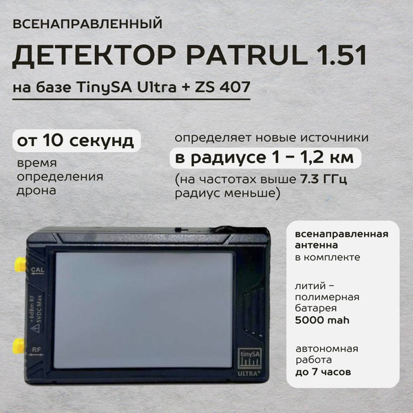 Всенаправленный детектор (прошитый) Patrul 1.51 на базе TinySA ULTRA+ZS ...