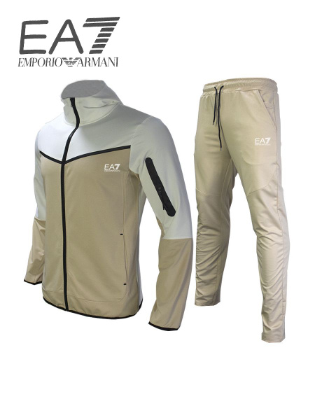 Костюм спортивный Мужской EA7 Повседневный тройка хаки, размер 50, 52 Бифлекс Другое, рост от ...