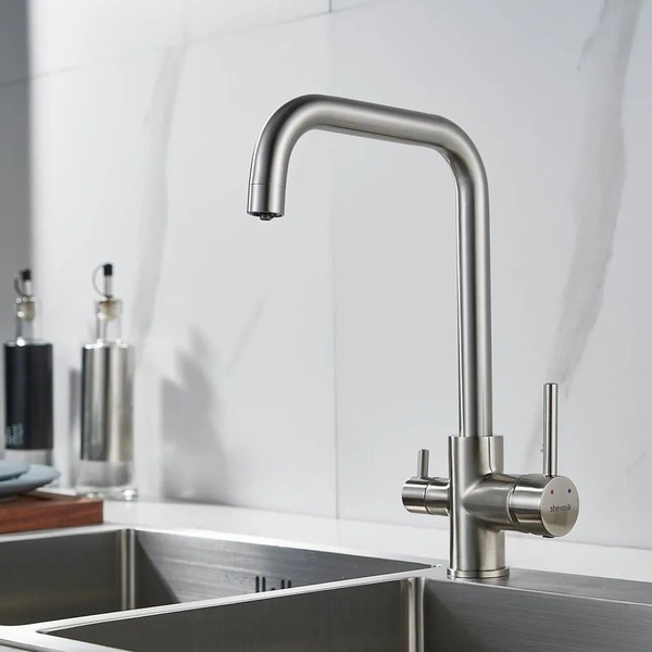 Смеситель для кухни Shevanik S228L с подключением к фильтру, сатин матовый купить на OZON по ...