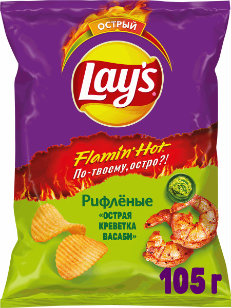 Чипсы рифленые Lay's Острая креветка васаби 105г купить на OZON по низкой цене в Казахстане ...