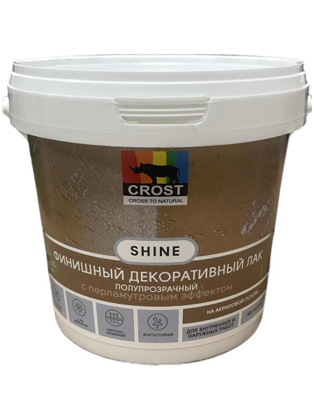 Финишный декоративный лак Crost Shine 1 кг. с перламутровым эффектом на ...