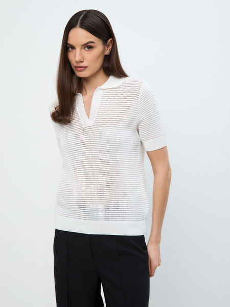 Поло Женский DAMtex белый Короткий, размер 44, 46 Хлопок, Вискоза ...