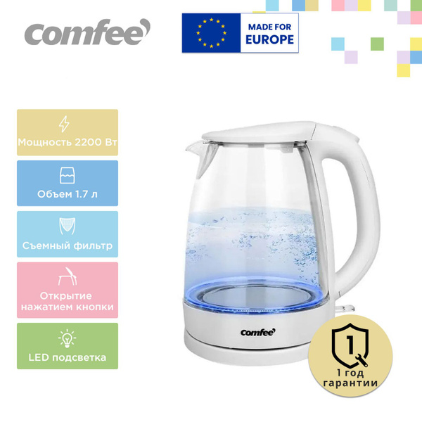 Comfee Электрический чайник CF-KT, белый купить на OZON по низкой цене (2502064766)
