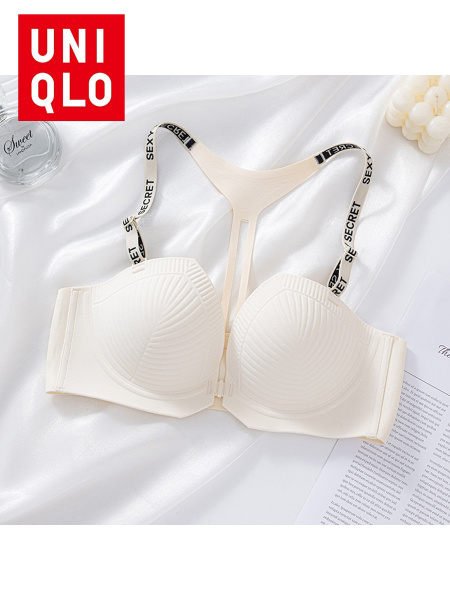 Бюстгальтер Женский Uniqlo с мягкой чашкой, размер 80A белый Политекс Домашний Пряжка Значки ...