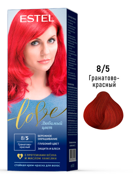 ESTEL Краска для окрашивания волос LOVE 8.5 гранатово-красный 50+50+15 мл купить на OZON по ...