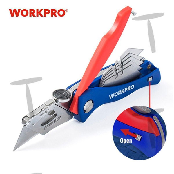 WORKPRO Складной нож для хранения лезвий в ручке с 5 дополнительными лезвиями в комплектеOU ...